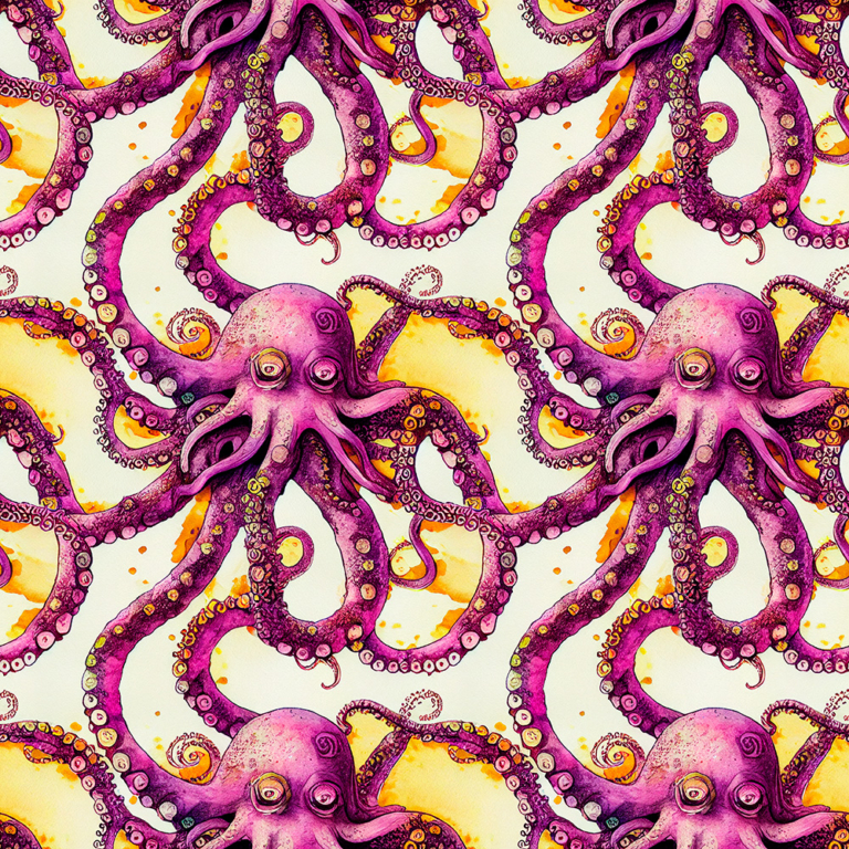 6 x high quality digital Octopus art pattern in a seamless repeated ...