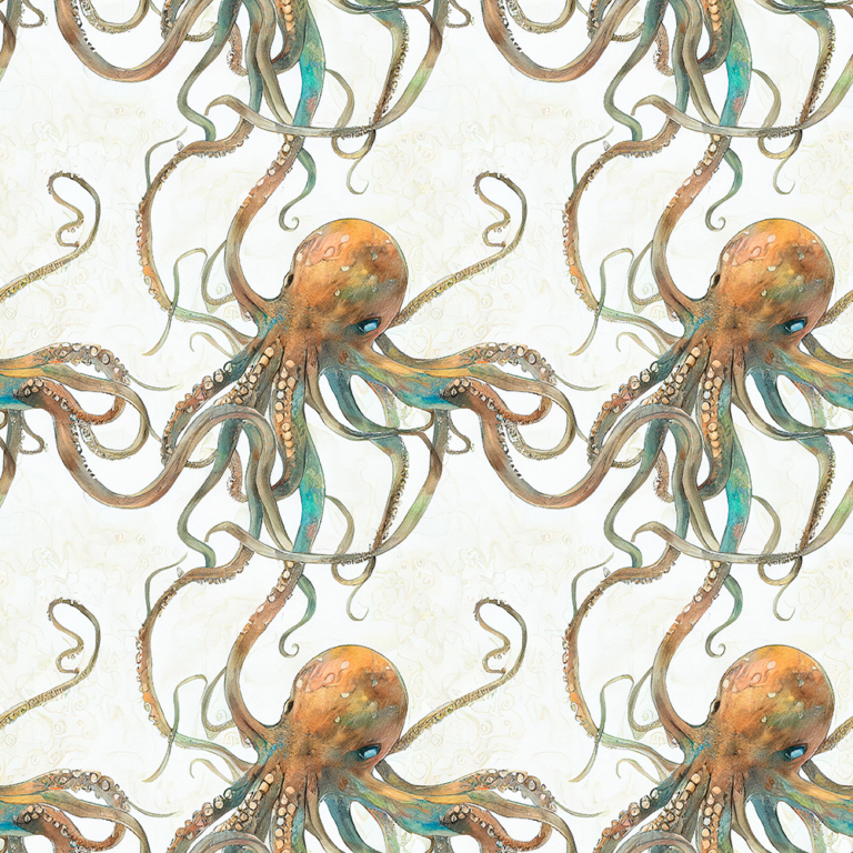 6 x high quality digital Octopus art pattern in a seamless repeated ...