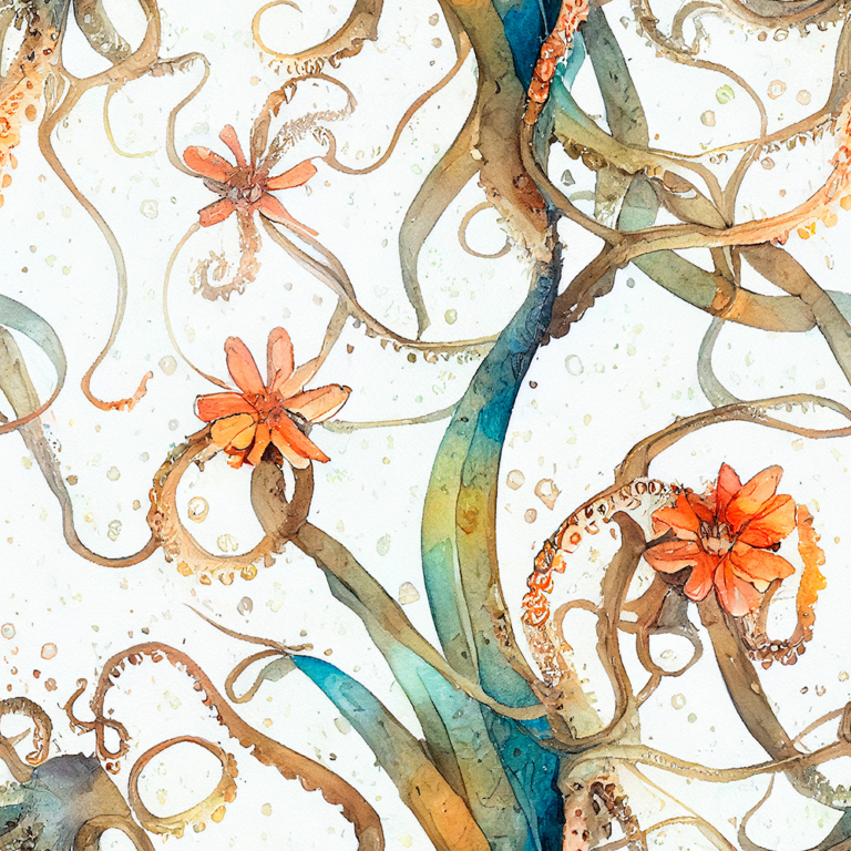 6 x high quality digital Octopus art pattern in a seamless repeated ...