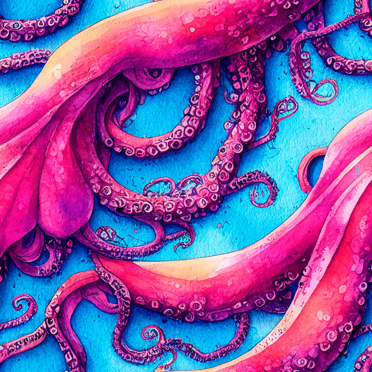 6 x high quality digital Octopus art pattern in a seamless repeated ...